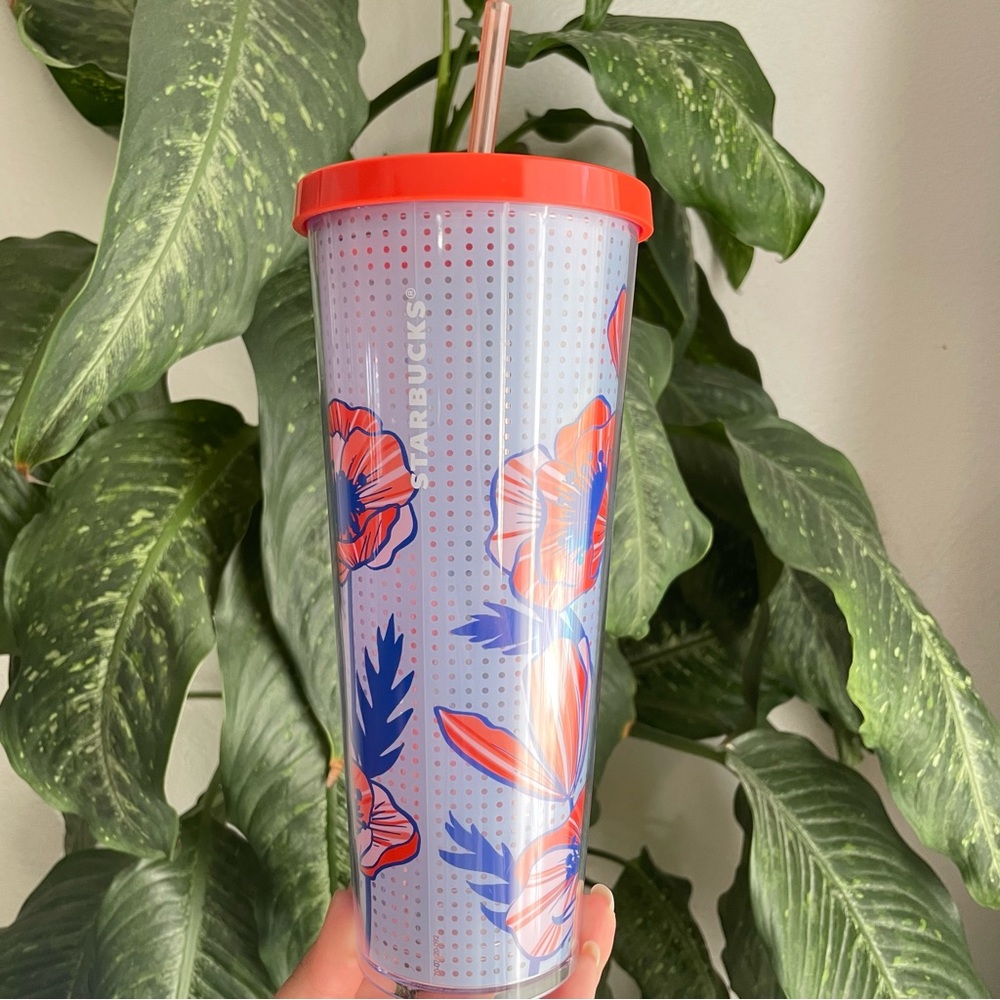 2017 Starbucks Htf Poppy Floral Venti Tumbler - Gem